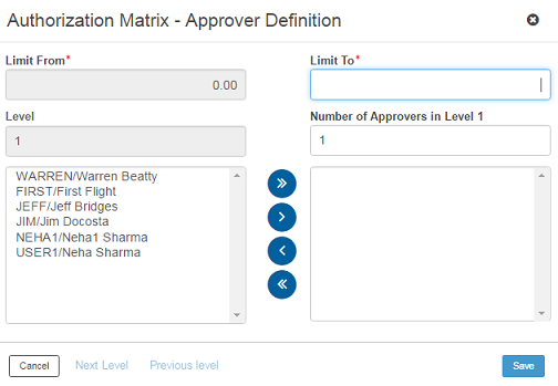 Creating approval matrix for a template